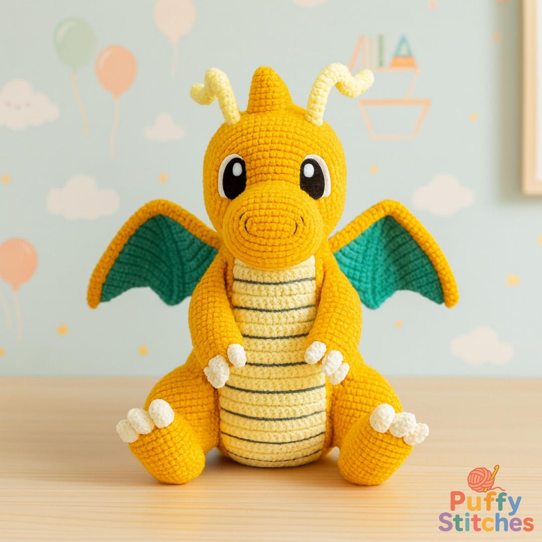 Dragonite Crochet Pattern: Amigurumi Dragon Plush Toy (PDF Digital ...