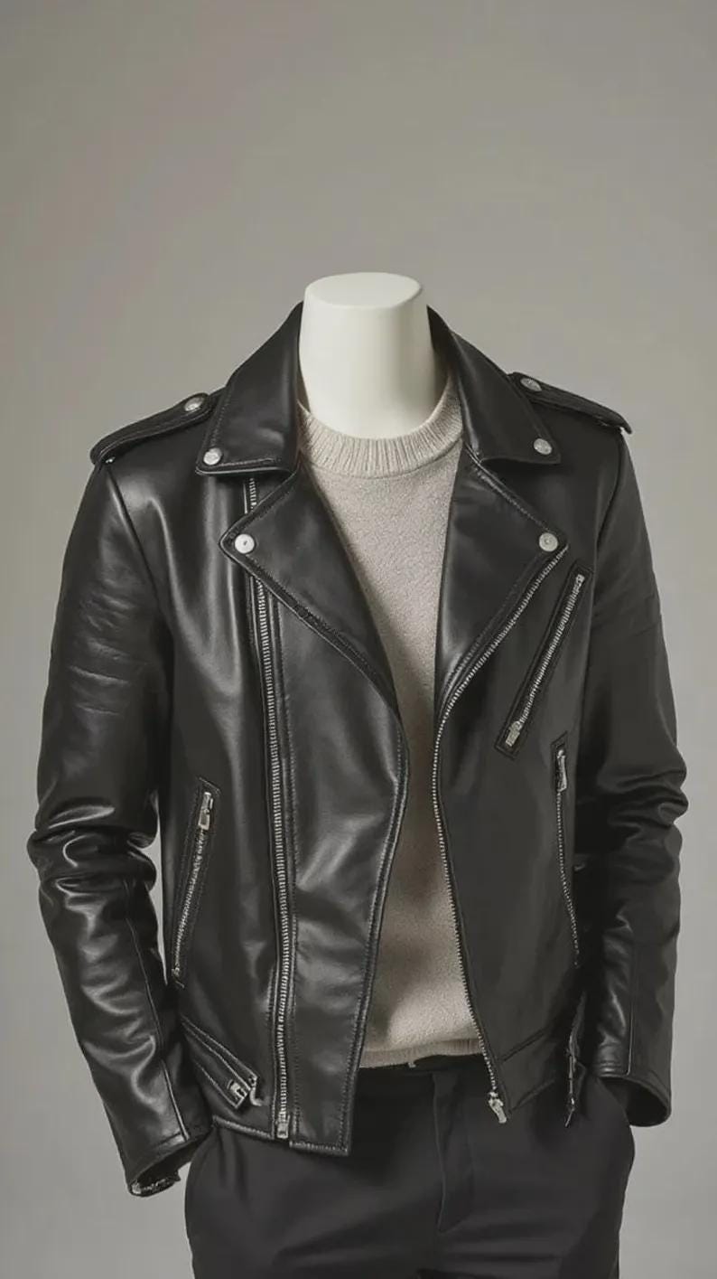Handmade Sheep Leather Biker Jacket: Slim Fit Moto Outerwear - Etsy