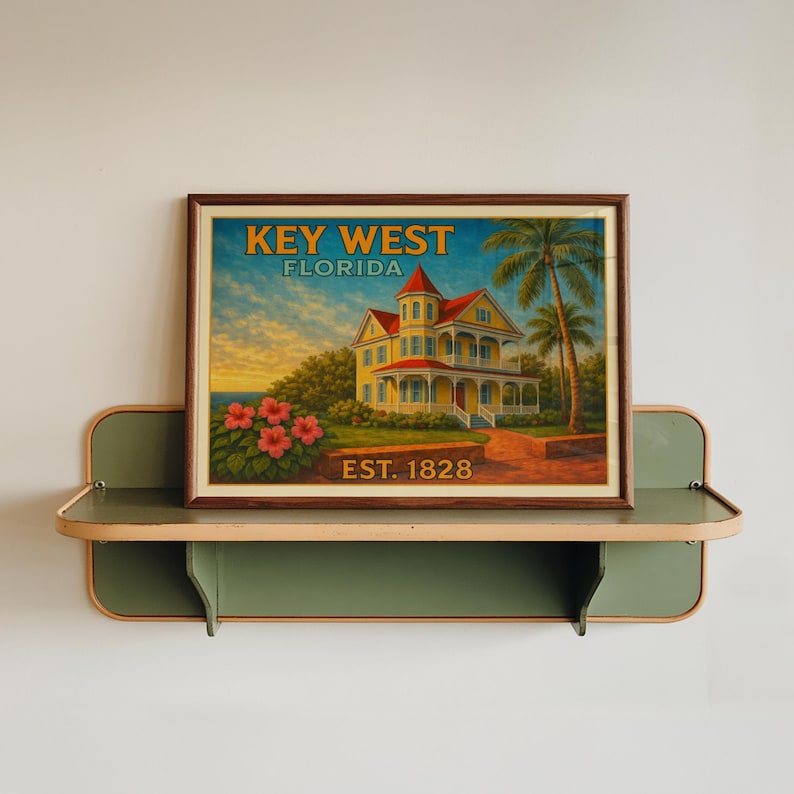 Key West Florida Poster Tropical House Coastal Wall Art - Etsy UK