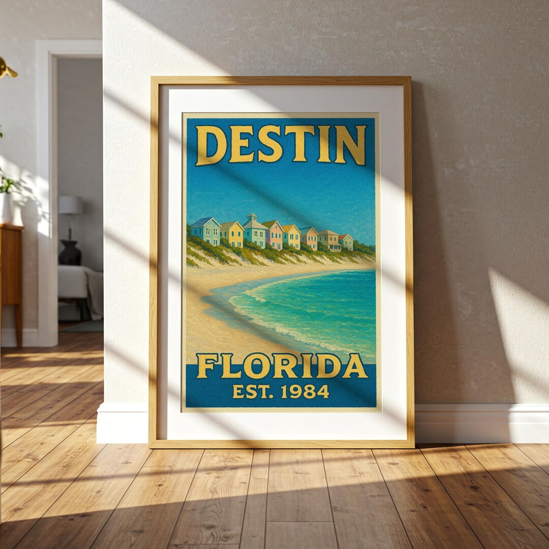 Destin Florida Travel Poster Painting Coastal Beach Wall Art - Etsy