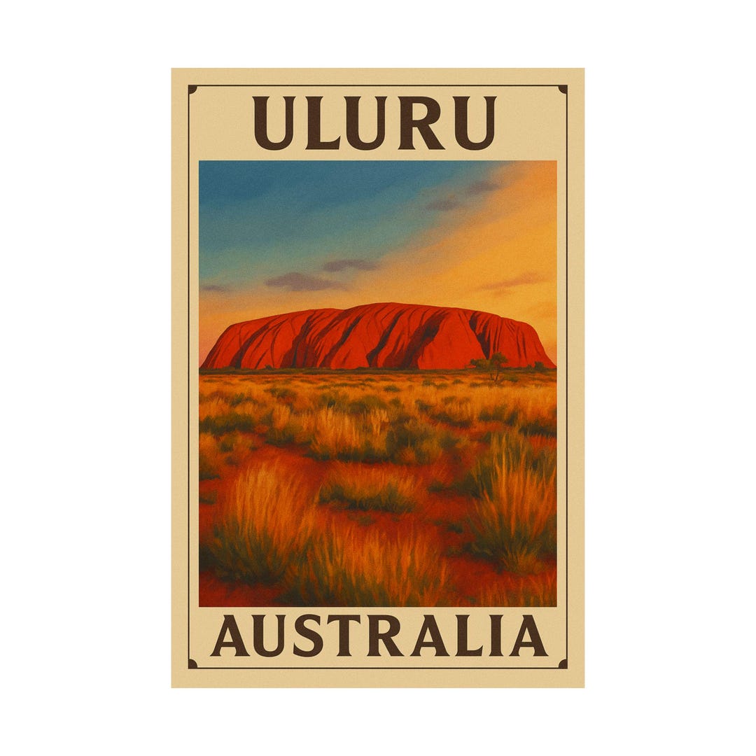 Uluru Australia Poster Matte Vertical Poster | Retro Travel Art - Etsy