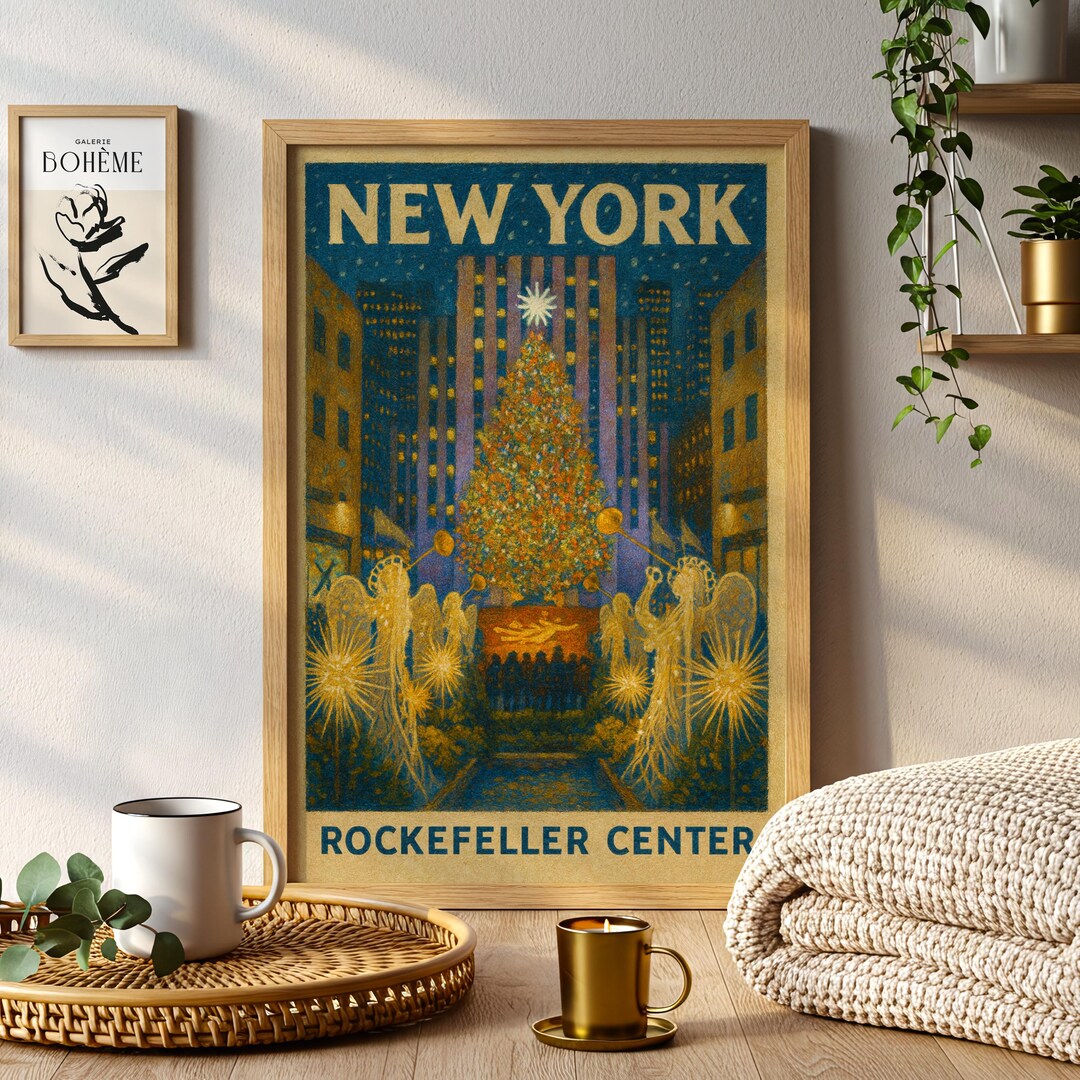 Rockefeller Center Christmas Tree Poster | New York Holiday Wall Art ...