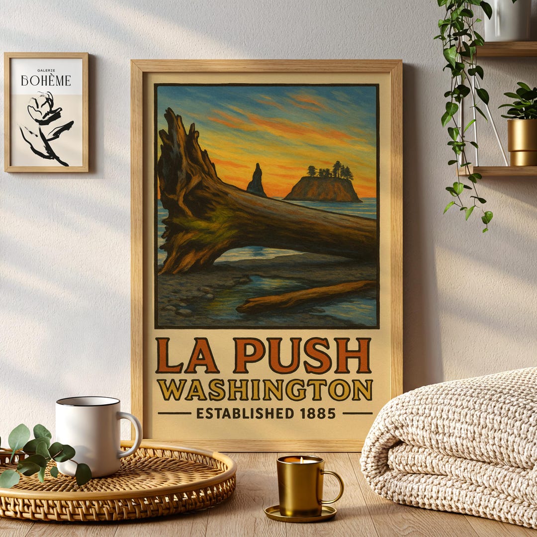 La Push Washington Poster: Coastal PNW Landscape Art Print - Etsy