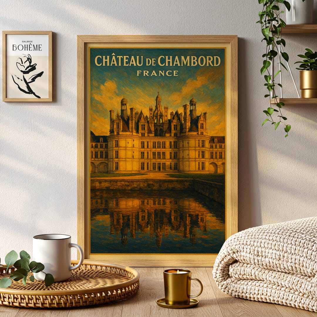 Château De Chambord France Vintage Travel Poster - Etsy