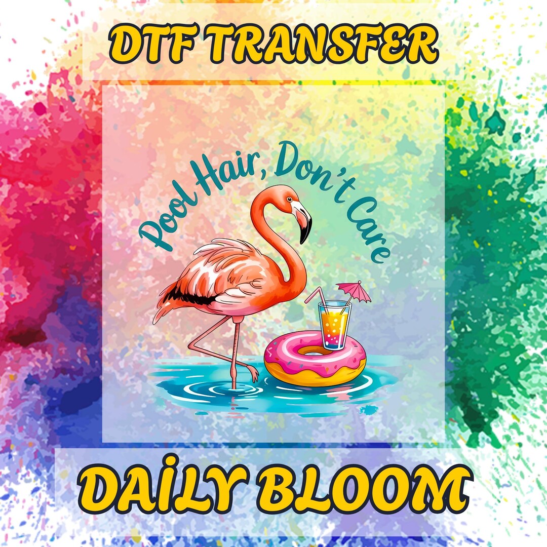Funny Flamingo Pool DTF: Donut Float Summer Tee, Dtf Transfers Ready to ...