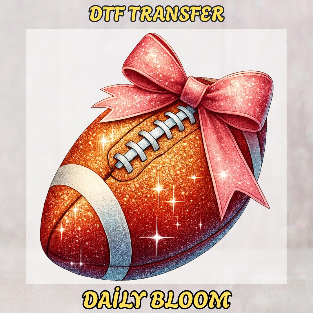 Football With Pink Bow DTF Transfer, Sparkly Game Day Iron On - Etsy