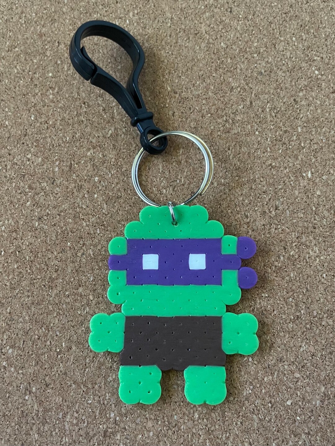 Ninja Turtle Perler Bead Keychain- Donatello - Etsy