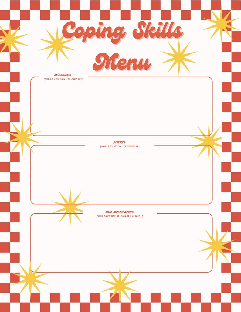 Coping Skills Menu- Teen and Kid's Mental Health Therapy Aid - Etsy