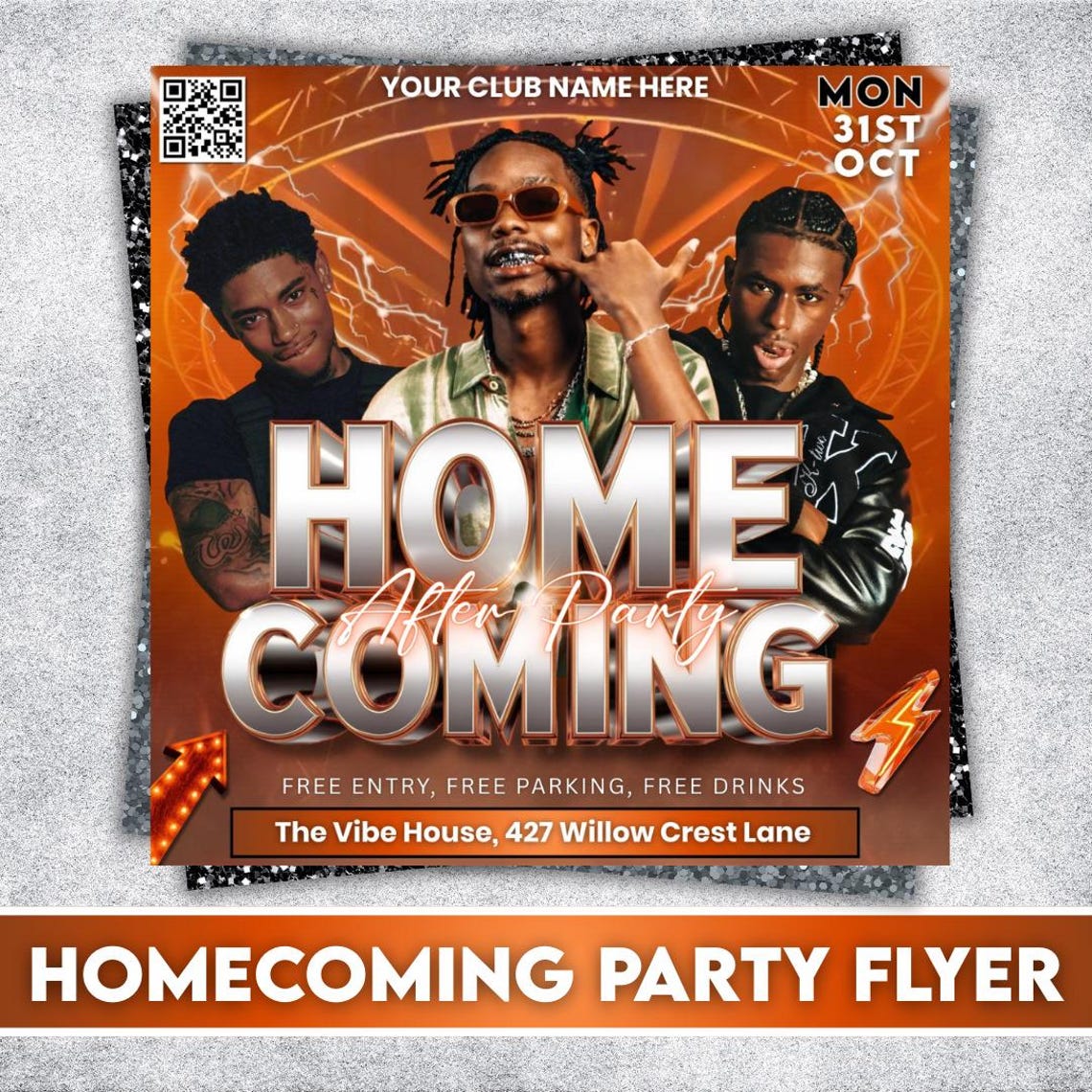 Homecoming After Party Flyer| College School After Party| College, High ...