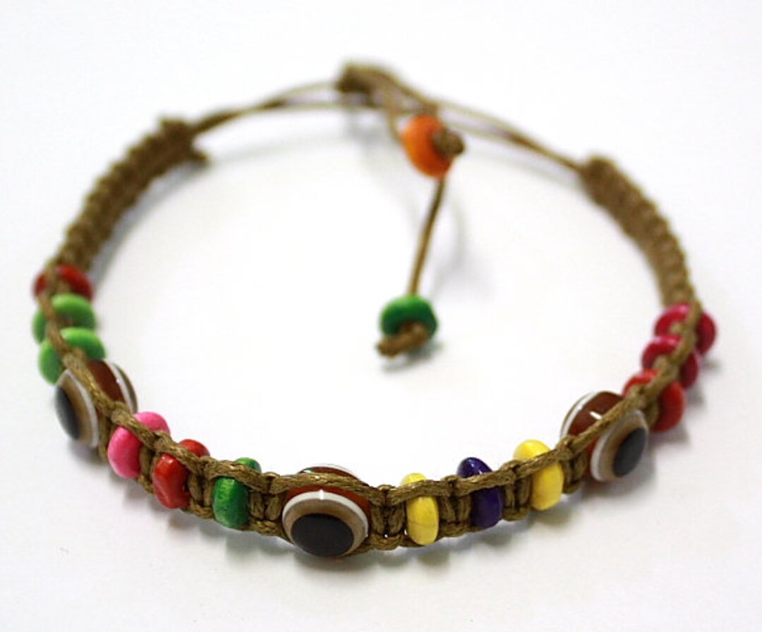 Brown String Bracelets With Lucky Eye Beads and Colorful Design for ...
