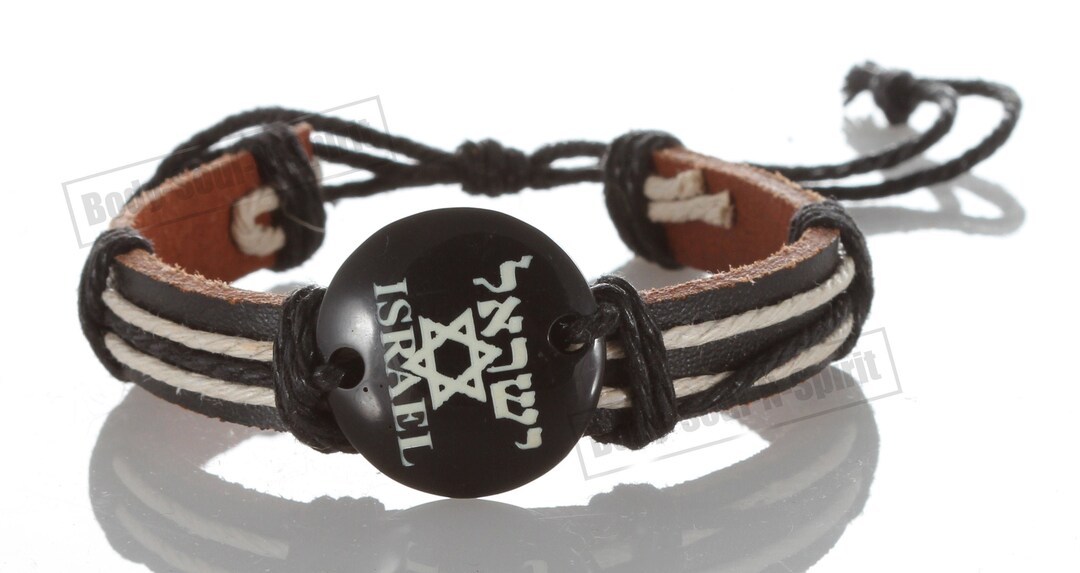 Sacred Stylish Star of David Israel Jewish Cuff Bangle Leather Bracelet ...