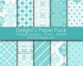 Delight Paper Pack 10 Digital papers 12 x12 300 DPI | Etsy
