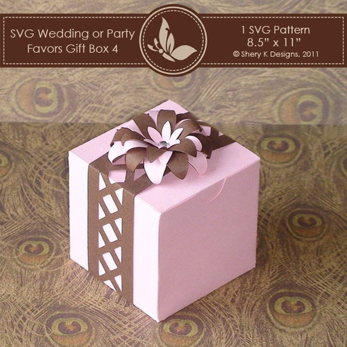 SVG Wedding or Party Favors Gift Box 003 With Flower | Etsy