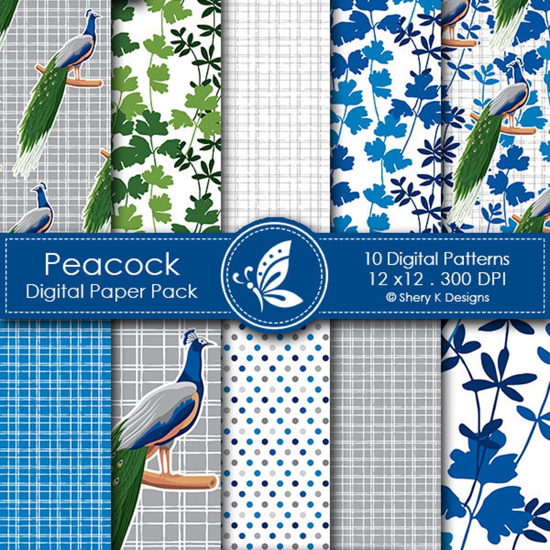 Peacock Paper Pack 10 Digital Patterns Sublimation - Etsy