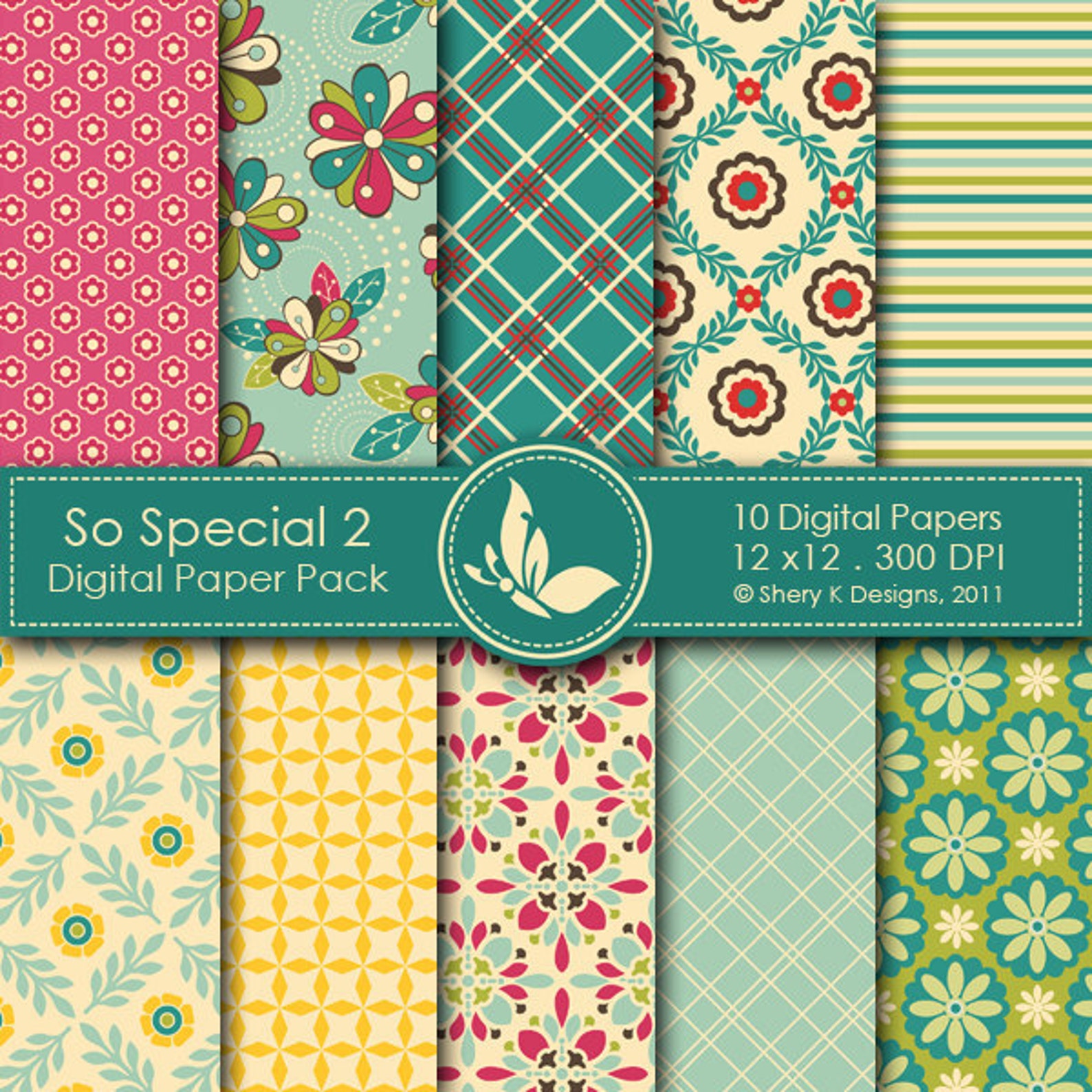 So Special 2 Paper Pack - 10 Printable Digital Papers - 12 X12 - 300 ...