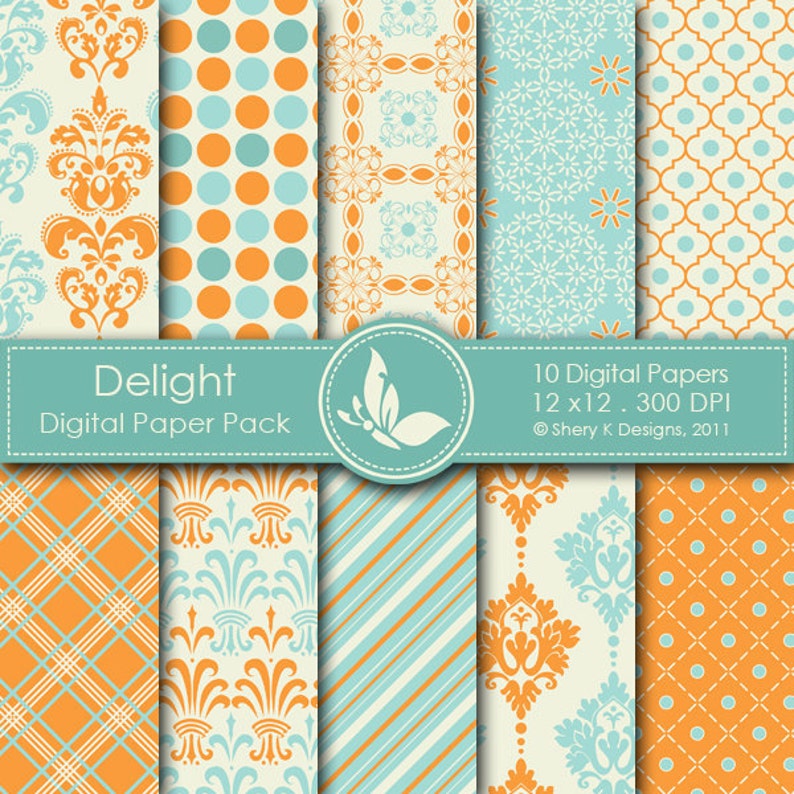 Delight Paper Pack - 10 Digital Papers - 12 X12 - 300 DPI - Etsy