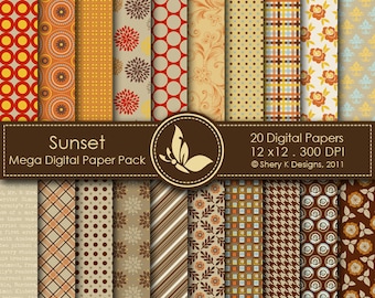 Pink & Brown Mega Paper Pack 20 Printable Digital Papers 12 X12 300 DPI ...