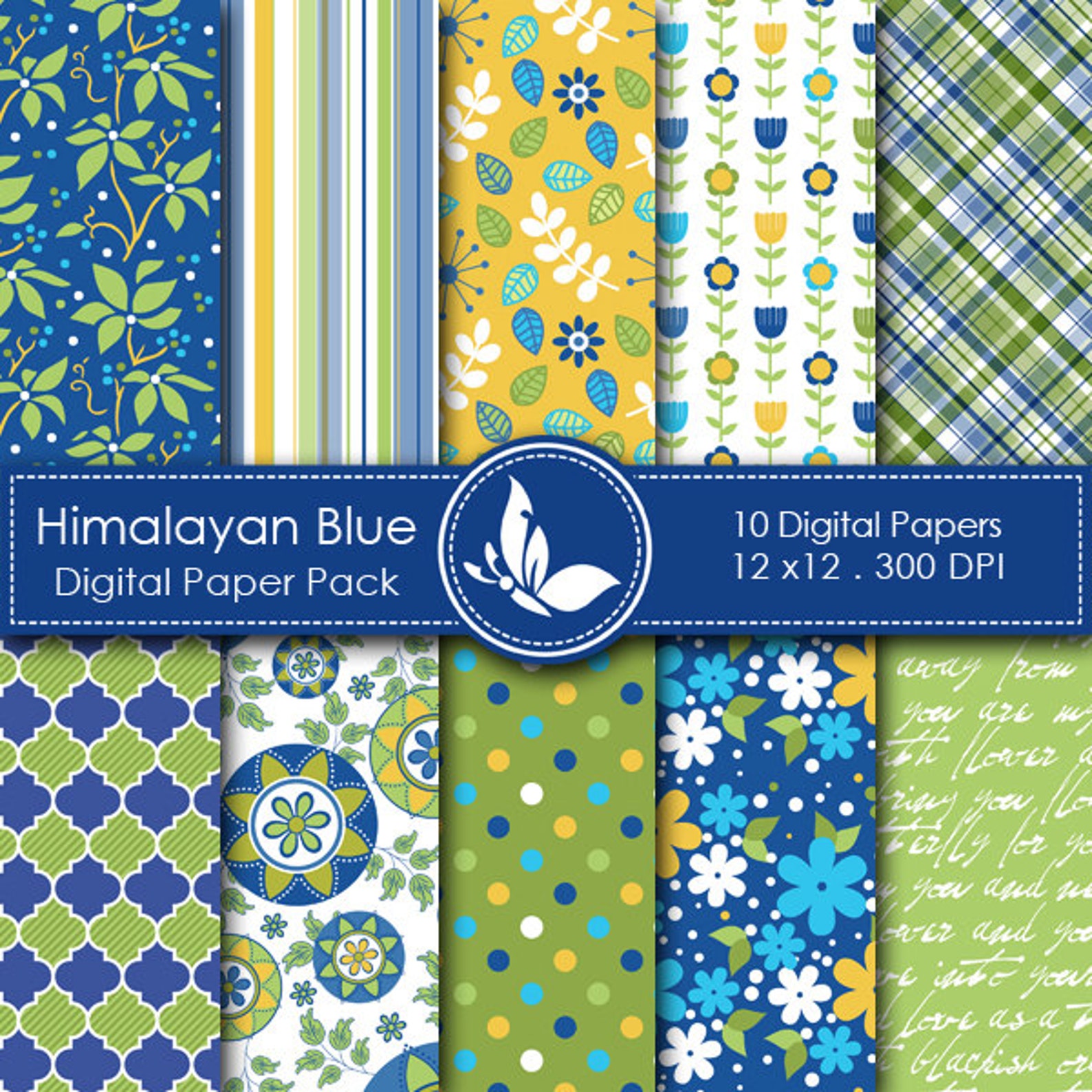Himalayan Blue Paper Pack - 10 Digital Papers - 12 X12 - 300 DPI - Etsy