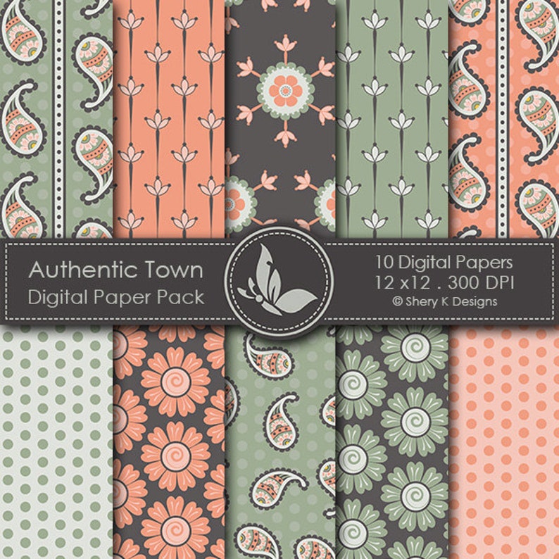 Authentic Town Paper Pack - 10 Digital Papers - 12 X12 - 300 DPI - Etsy