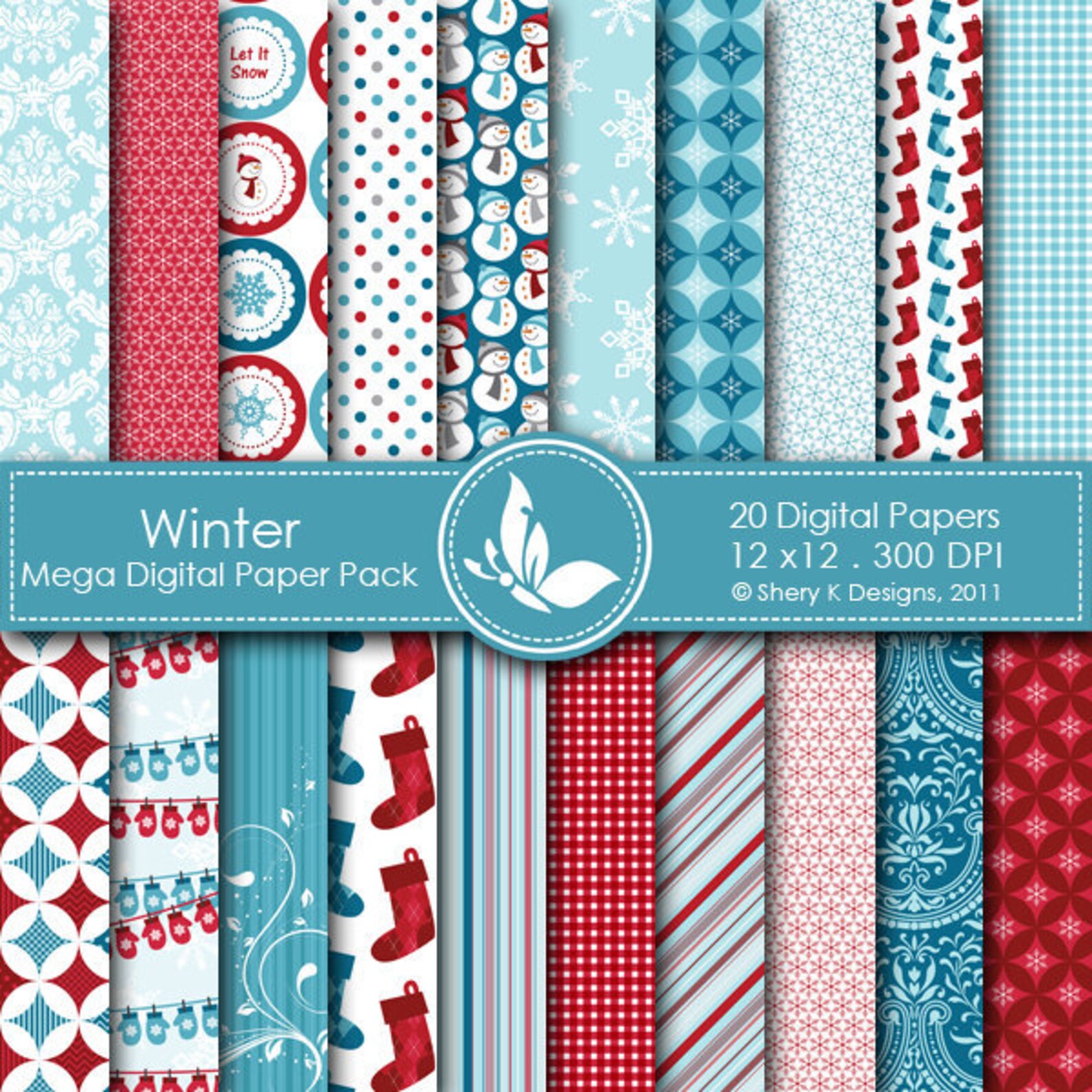 Winter Mega Paper Pack 20 Printable Digital Papers 12 X12 - Etsy