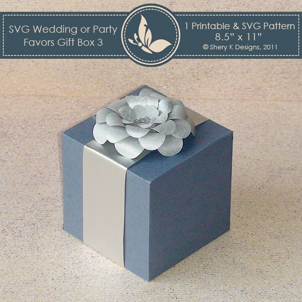 SVG Wedding or Party Favors Gift Box 003 With Flower - Etsy