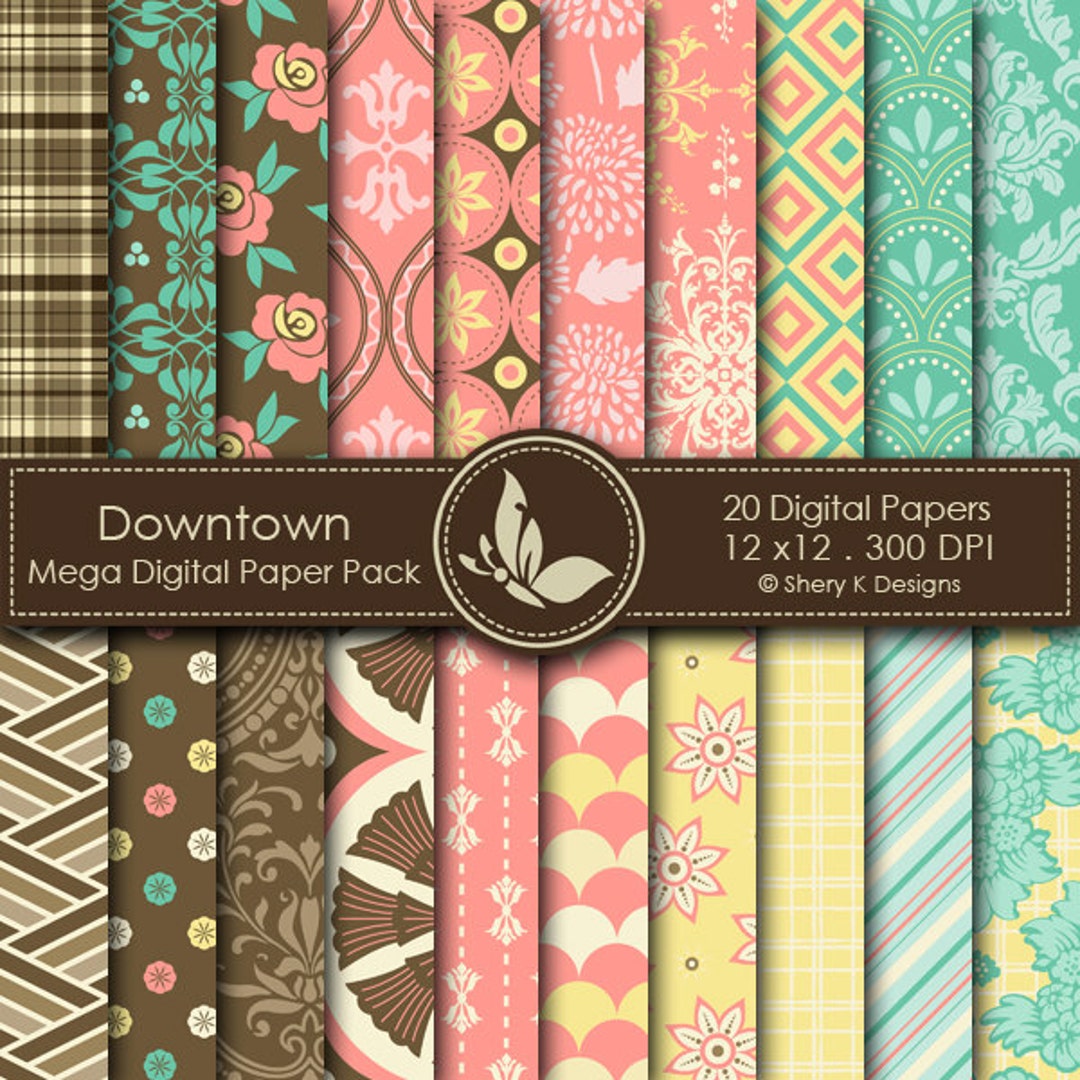 Downtown Paper Pack - 20 Printable Digital Papers - 12 X12 - 300 DPI - Etsy