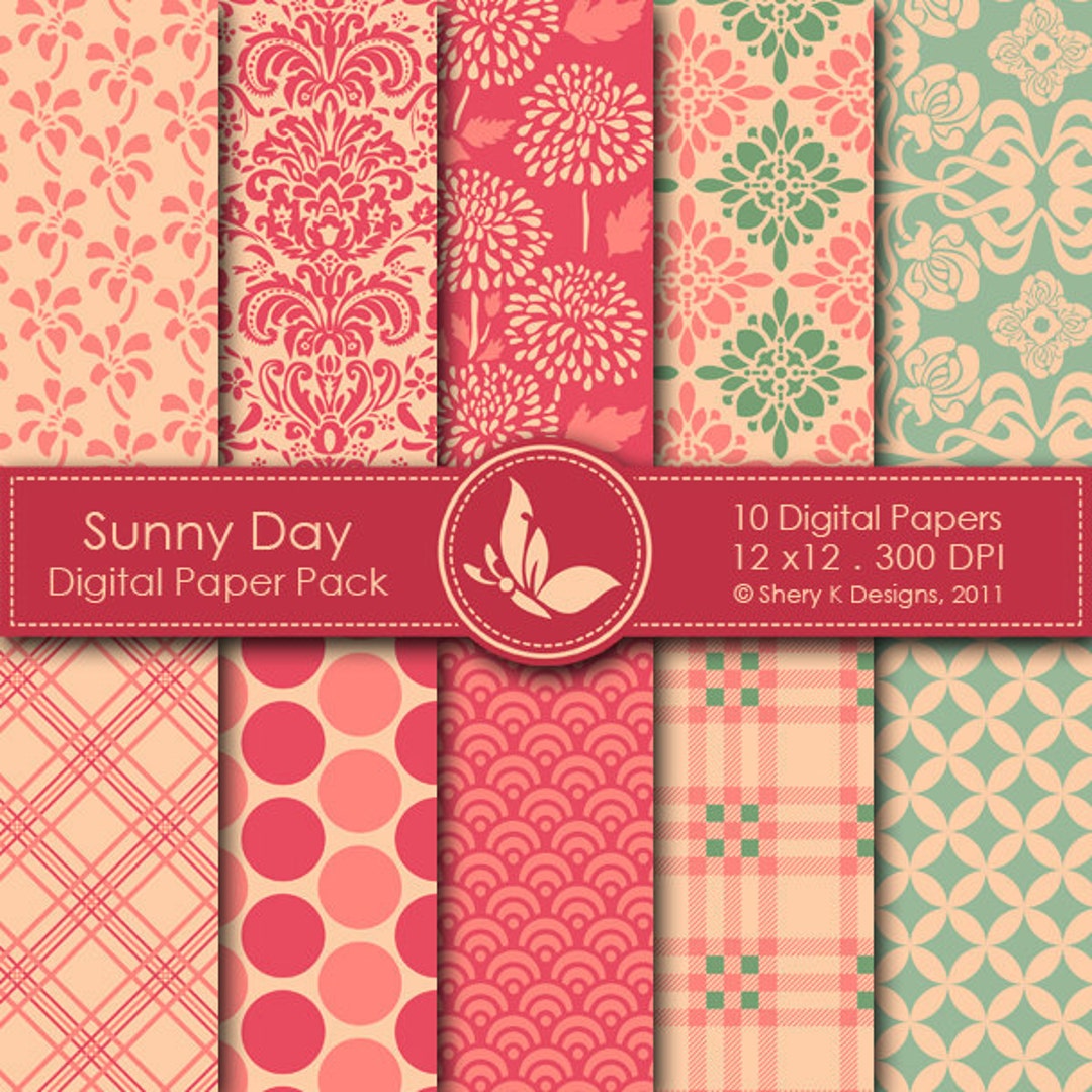 Sunny Day Paper Pack - 10 Digital Papers - 12 X12 - 300 DPI - Etsy