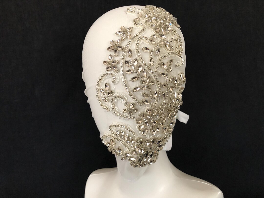 White Soft See-through Mesh Face Head Cover With Crystal - Etsy