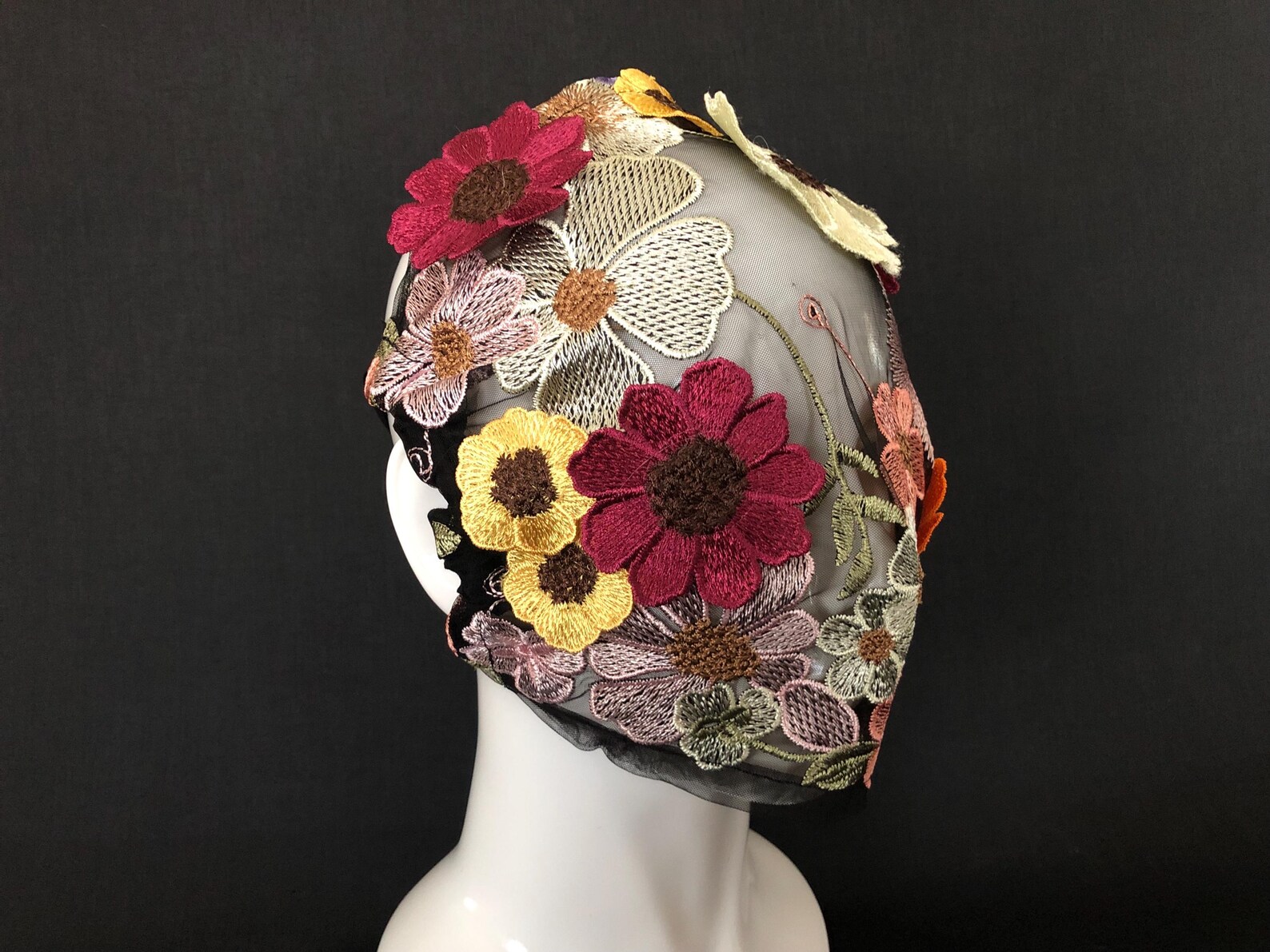 3D Floral Embroidery Full Face Mask - See Through, Lightweight ...