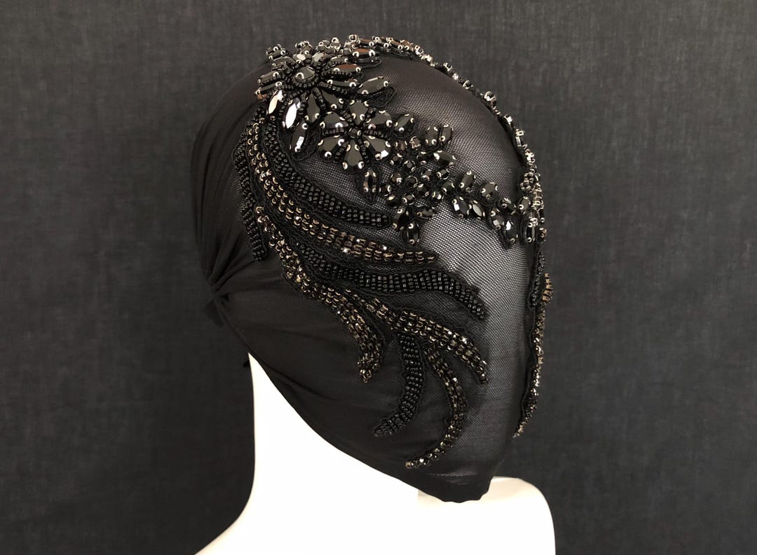 Black Soft See-through Mesh Face Head Cover With Crystal - Etsy