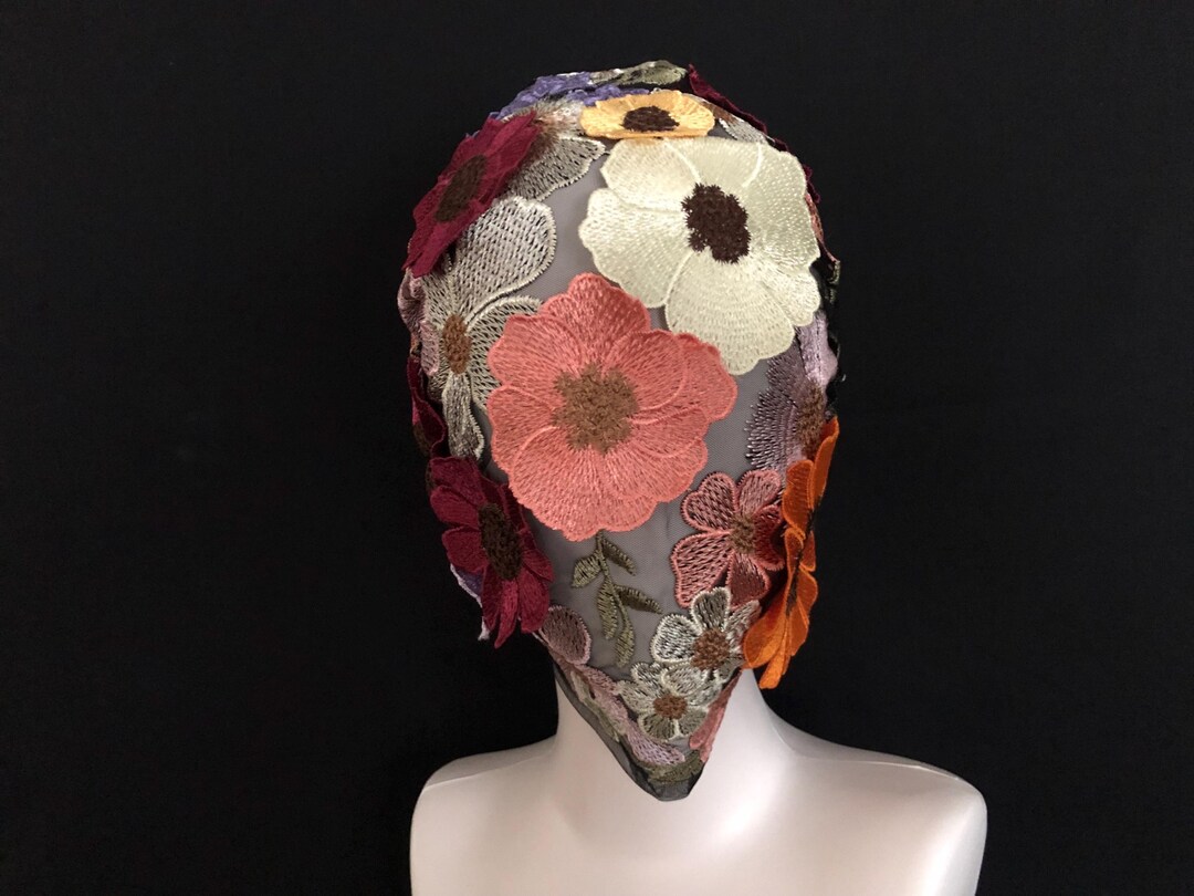 3D Floral Embroidery Full Face Mask - See Through, Lightweight ...