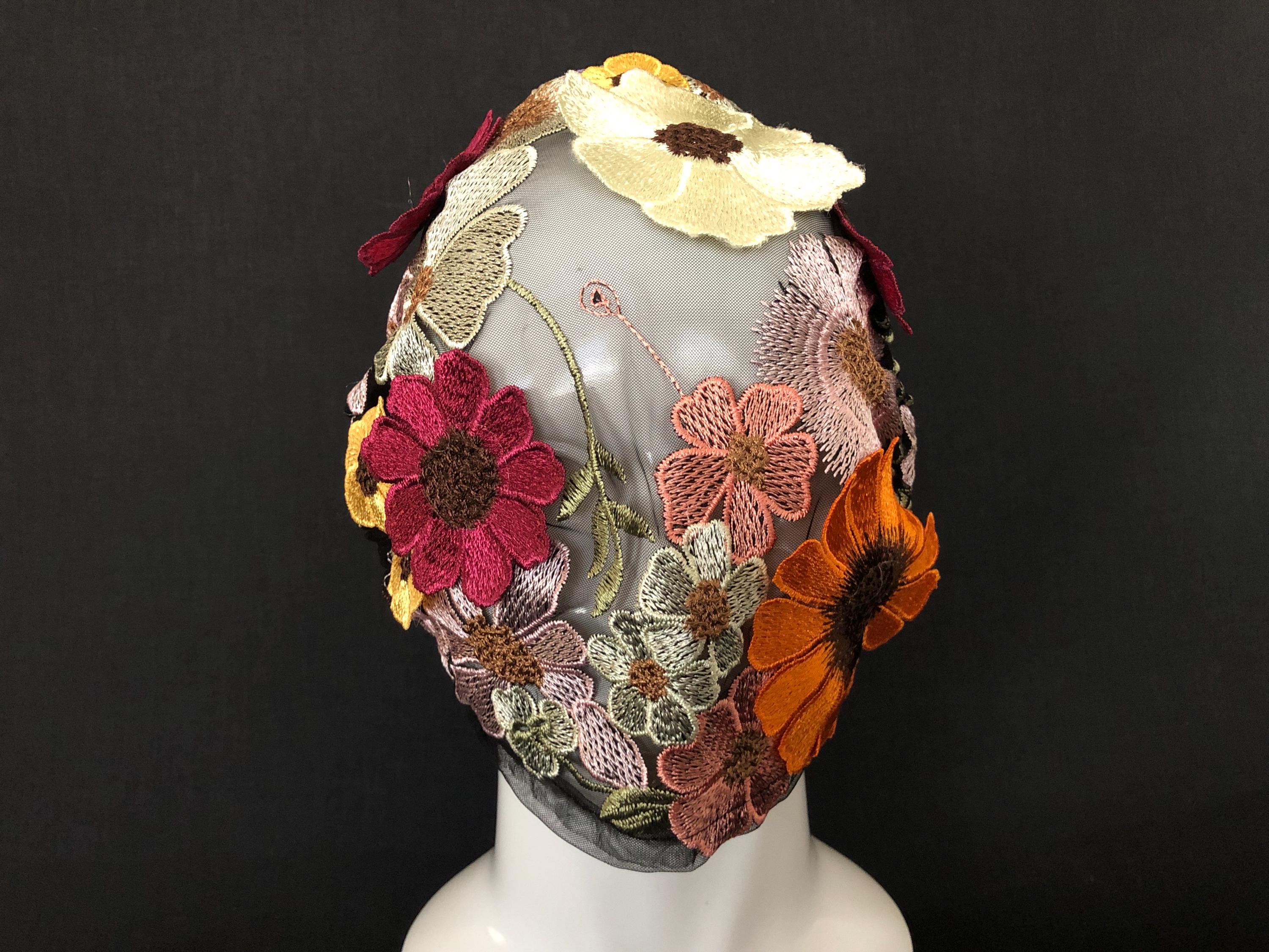 3D Floral Embroidery Full Face Mask - See Through, Lightweight ...