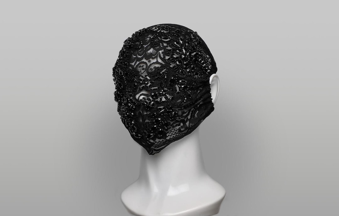 Black Crystal See Through Face Mask - Masquerade Festival Fashion ...