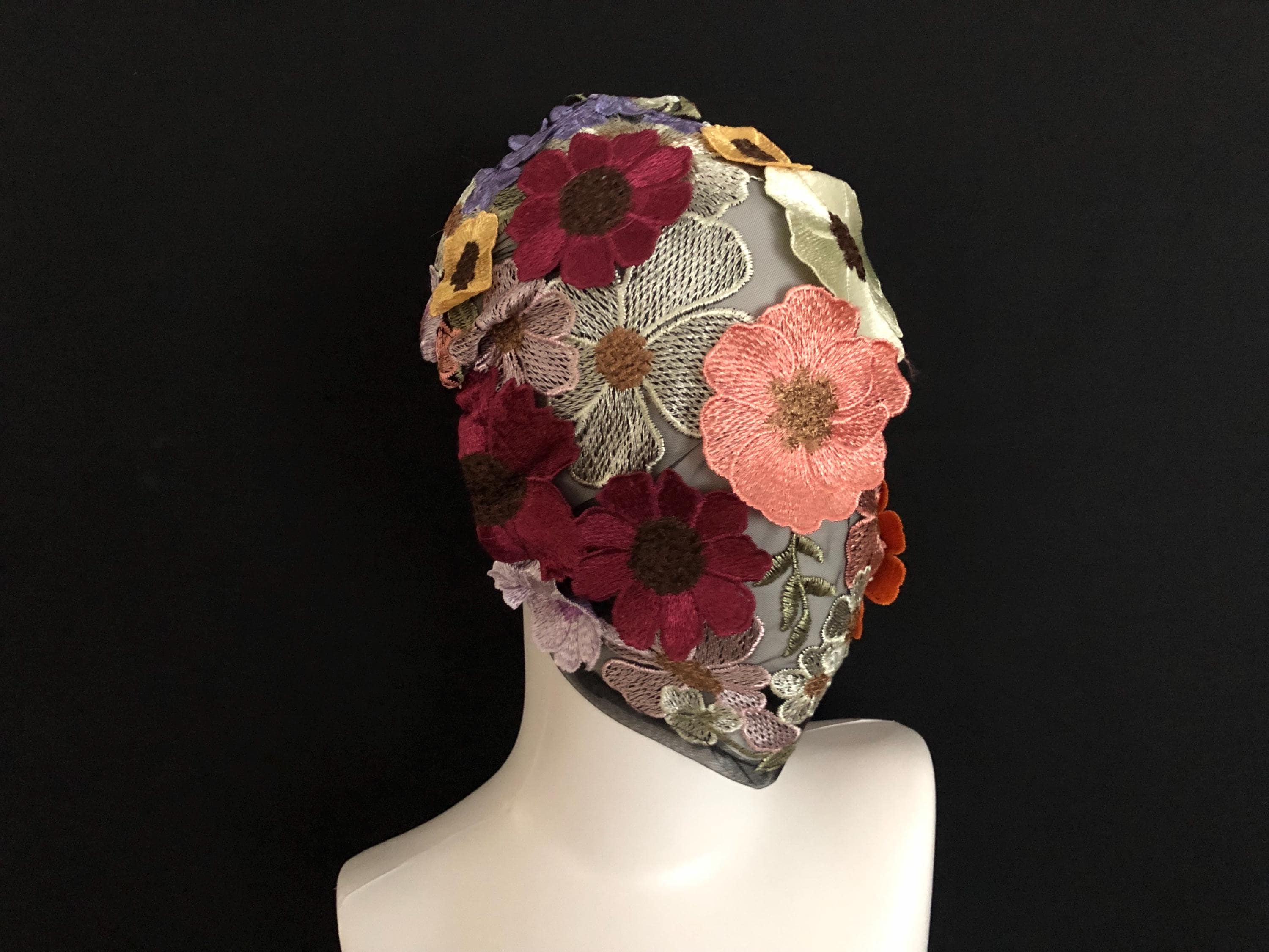 3D Floral Embroidery Full Face Mask - See Through, Lightweight ...