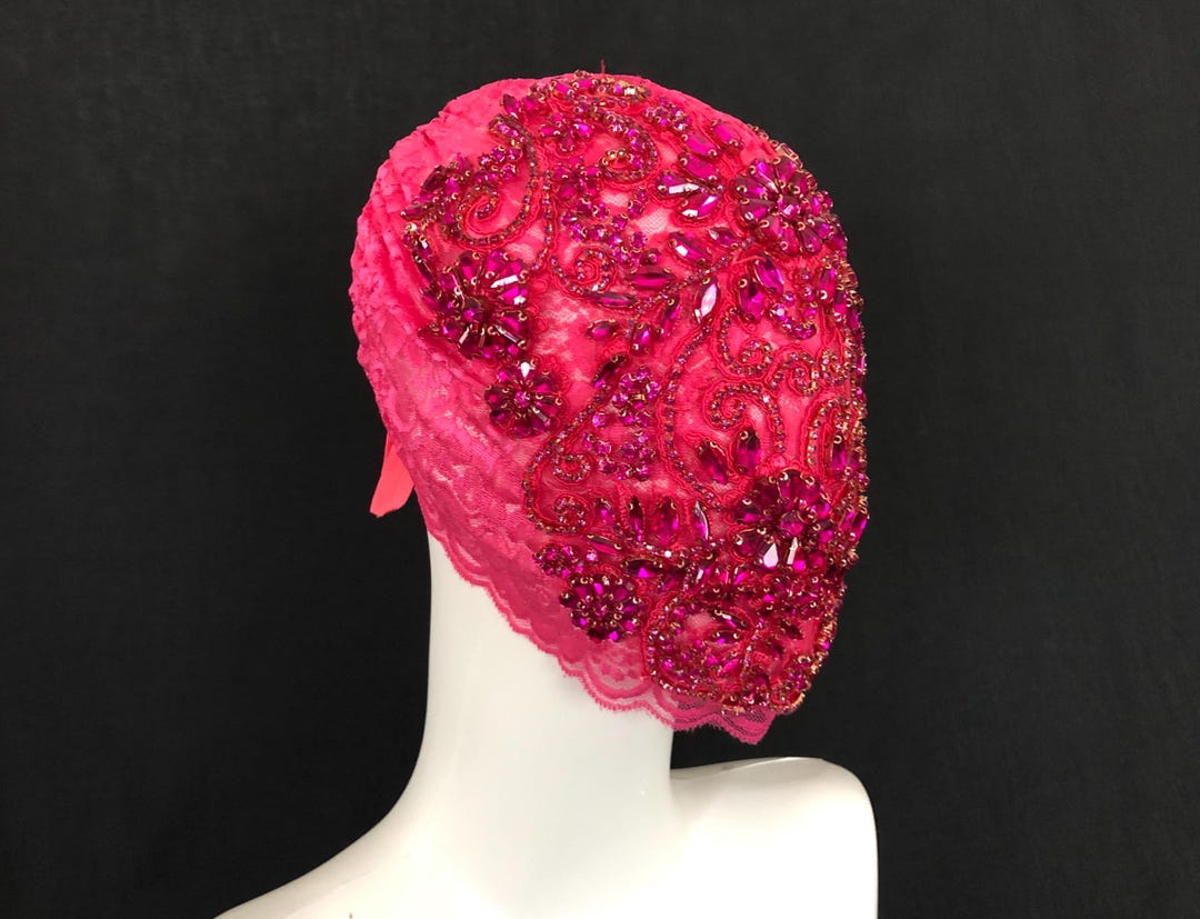 Fuchsia Crystal See Through Face Head Cover - Etsy