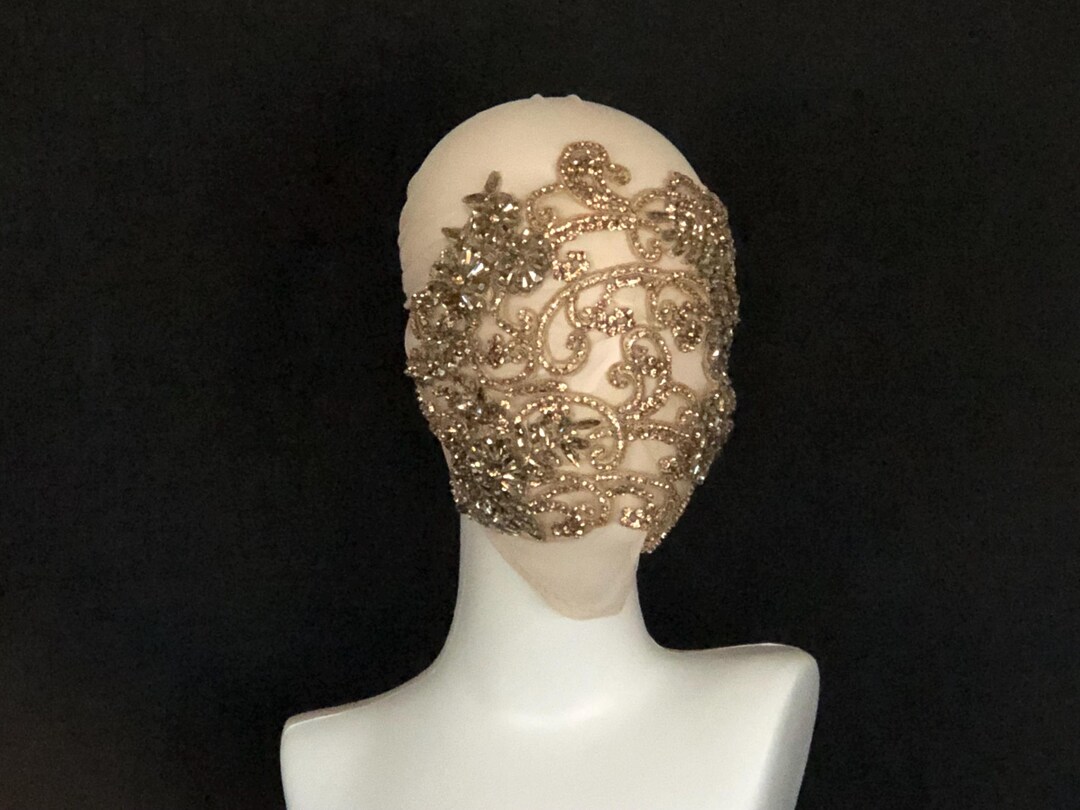 Champagne Crystal See Through Face Head Cover - Etsy