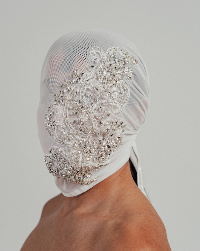 White Full Face Mask, Mesh Rhinestone Mask – Avant Garde Mask ...