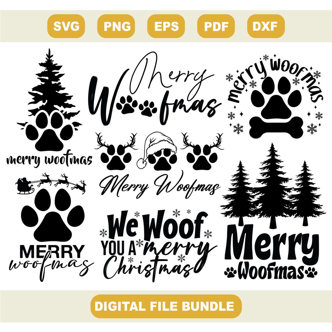 Merry Woofmas SVG Bundle, Christmas Dog Mom, Trendy Christmas Dog Svg ...