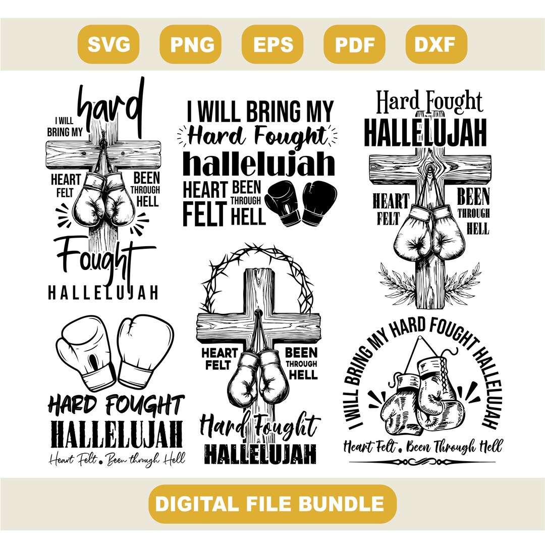 Christian Shirt Hard Fought Hallelujah Svg Bundle, Retro Christian Svg ...