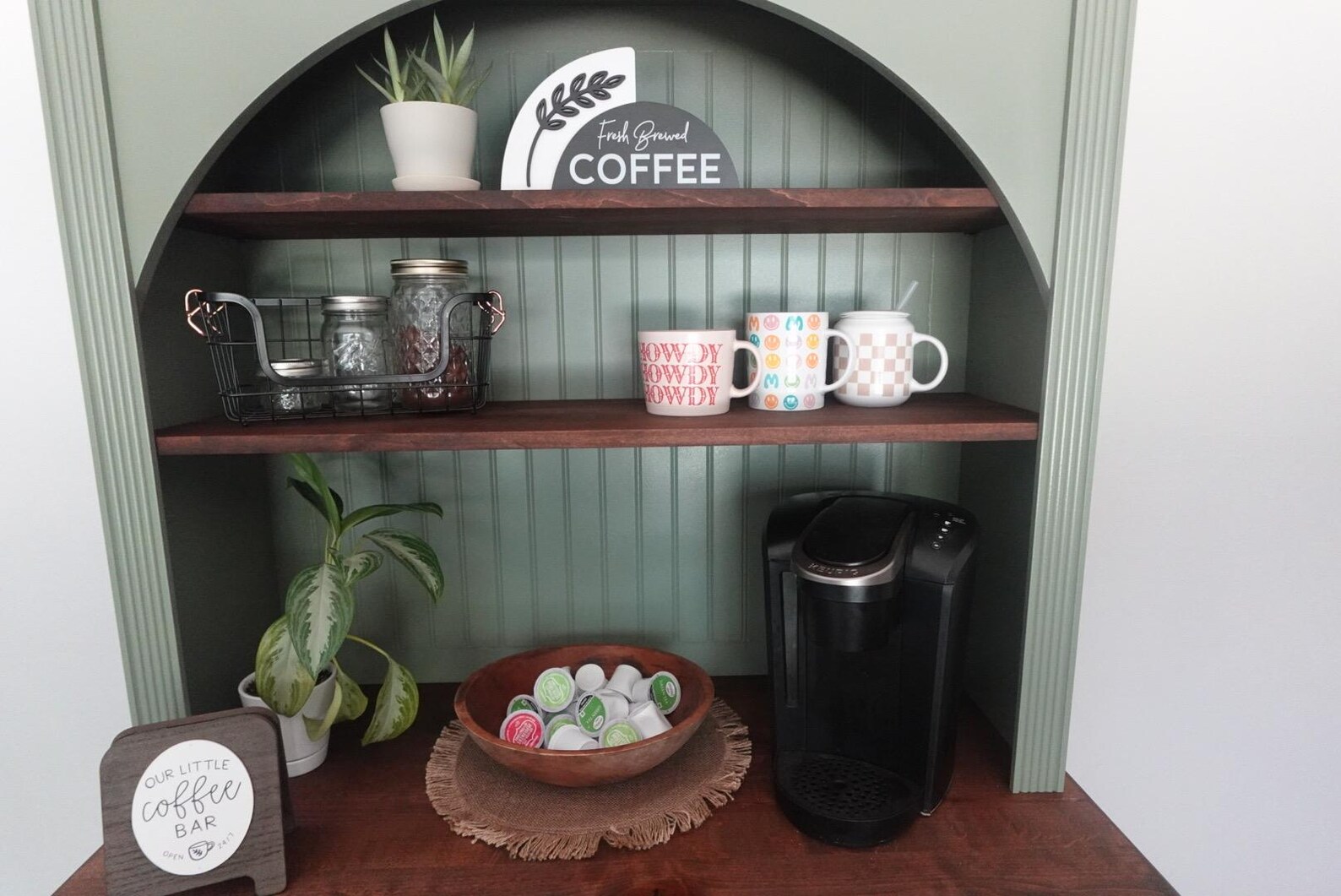 SOLD! Custom Coffee Bar, Hutch, Arched Cabinet, Solid Wood With Shelves ...