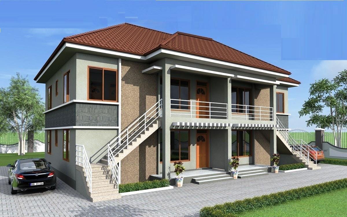 B-312-A| Custom Duplex Apartment Building Plans – 4 Flat, 2 BR ...