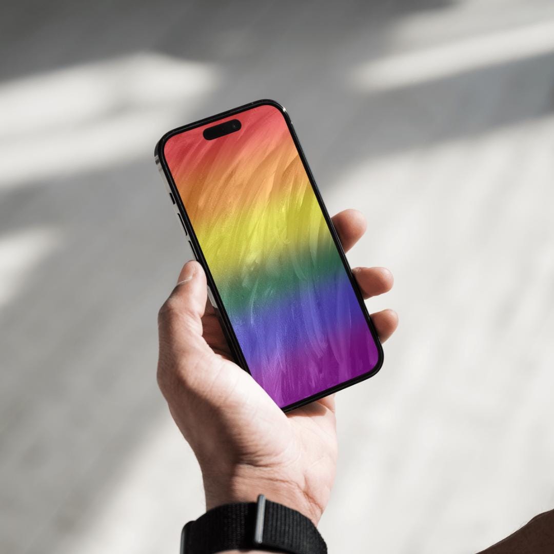 Rainbow Canvas iPhone Wallpaper Background Subtle Pride LGBTQ - Etsy