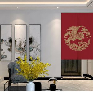 Red Curtain Chinese Design Oriental Style Curtain Doorway - Etsy