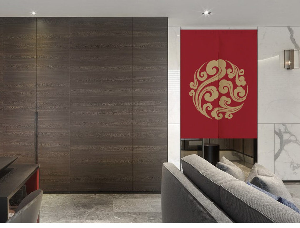 Red Curtain Chinese Design Oriental Style Curtain Doorway - Etsy