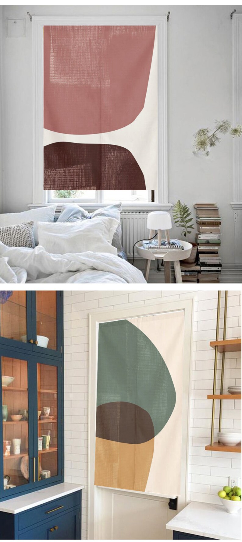 Abstract Art Curtain Contemporary Design Noren Wall - Etsy