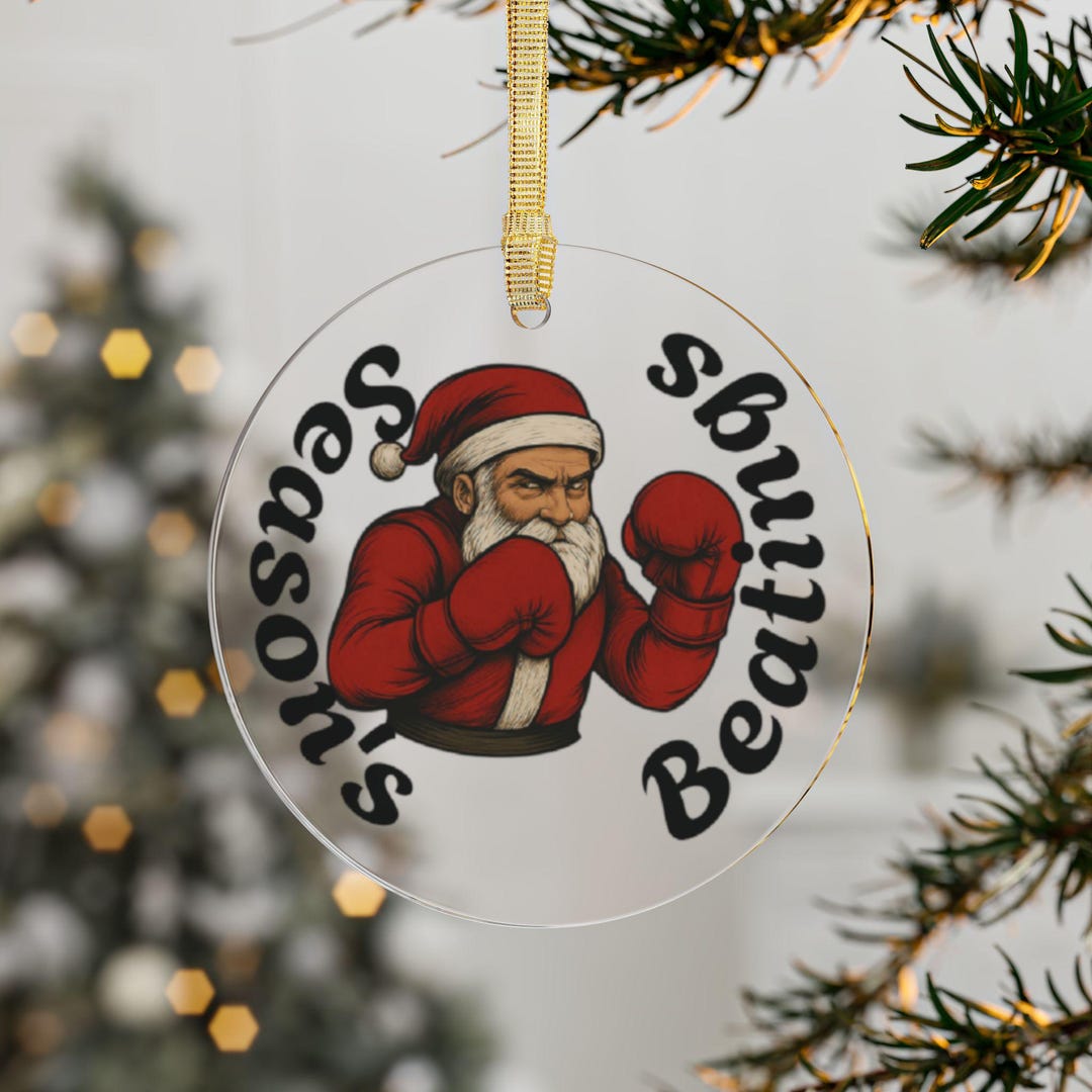 Boxing Santa Acrylic Ornament | Funny Holiday Decor - Etsy