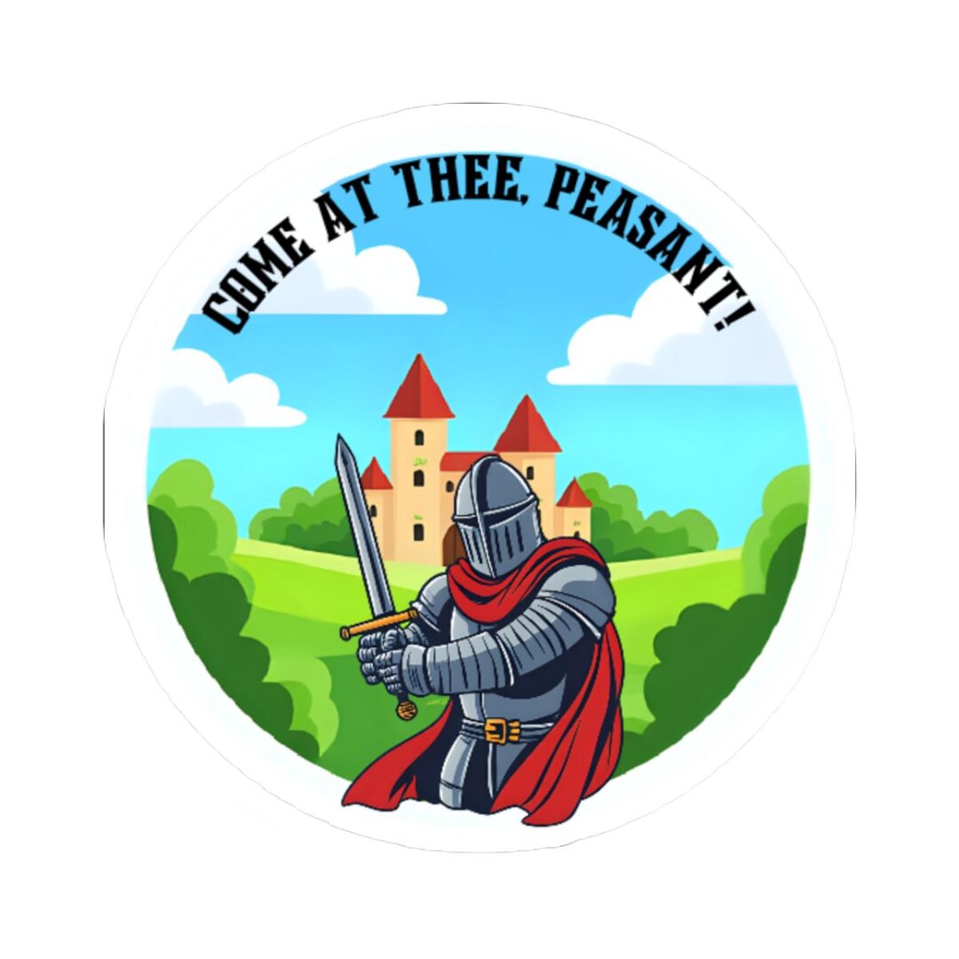 Knight Themed Kiss-cut Stickers, Fun Art Decor, Medieval Humor, Laptop ...