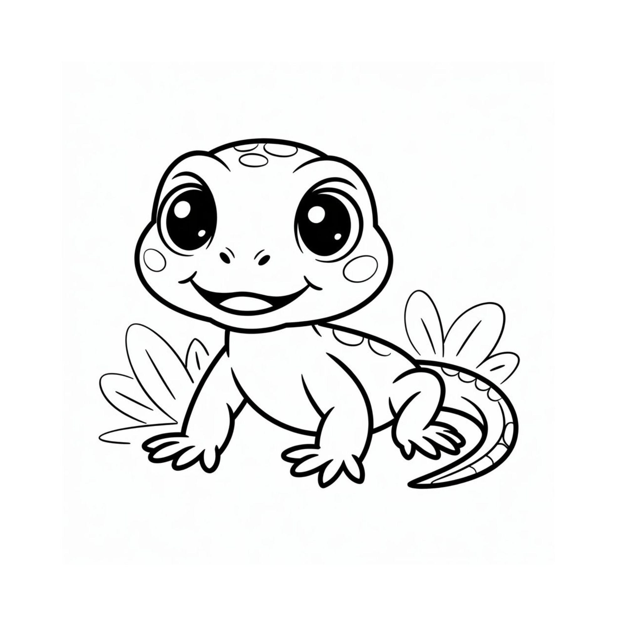 Cute Baby Lizard Coloring Page – Children's Coloring Page, Reptiles PDF ...