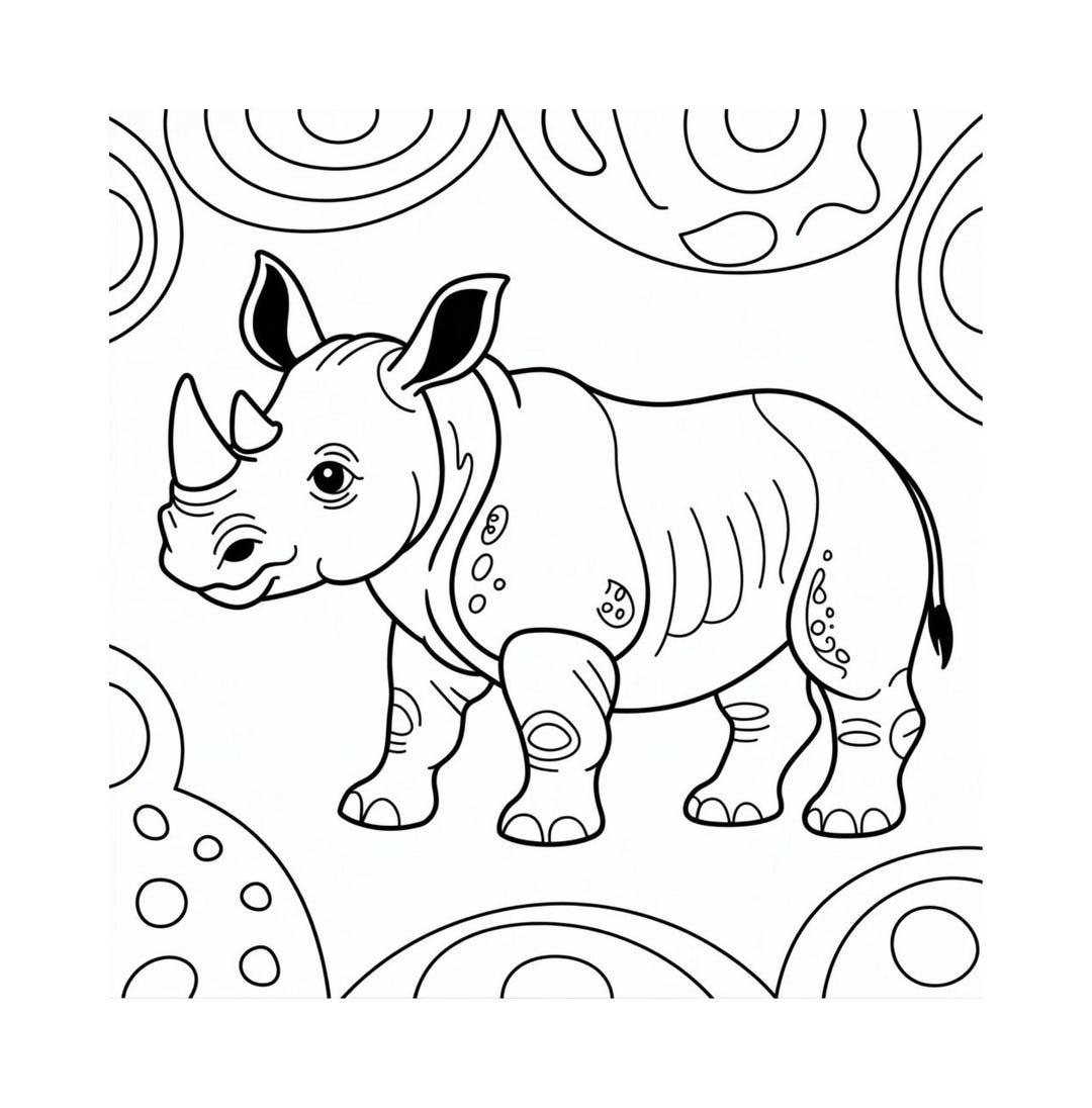 Cute Rhino Baby Coloring Page – Children's Coloring Page, Zoo Animal ...