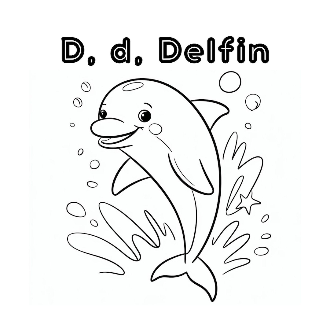 ABC Coloring Page – D is for Dolphin | Learning Sheet for Children ...
